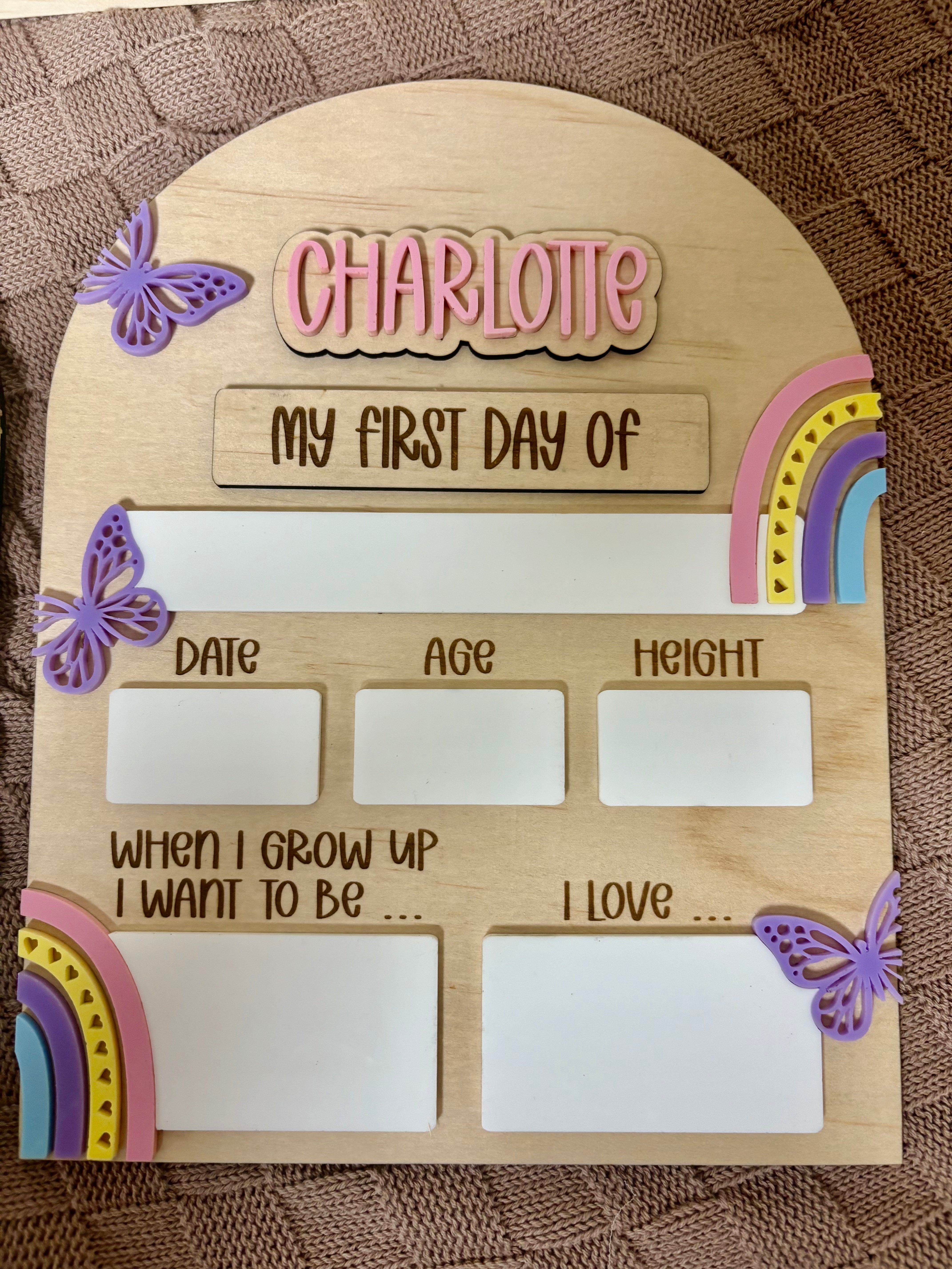 Rainbow & Butterfly First / Last Day of School Board – EmmyRose Designs