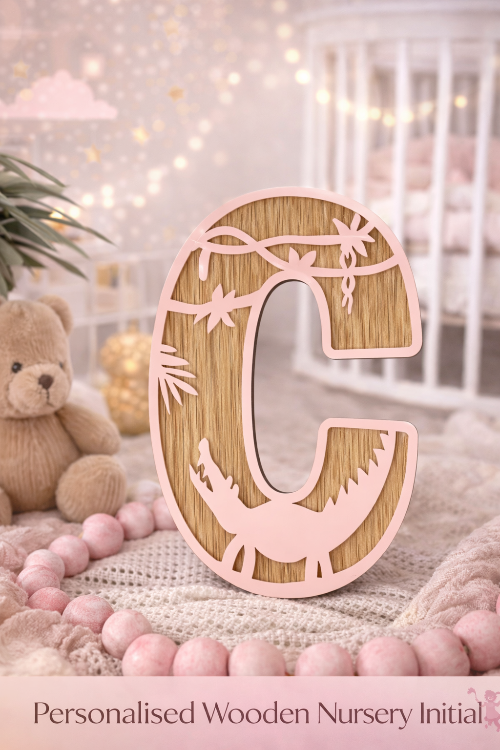 Personalised Wooden Safari Letter – Nursery Wall Decor – EmmyRose Designs